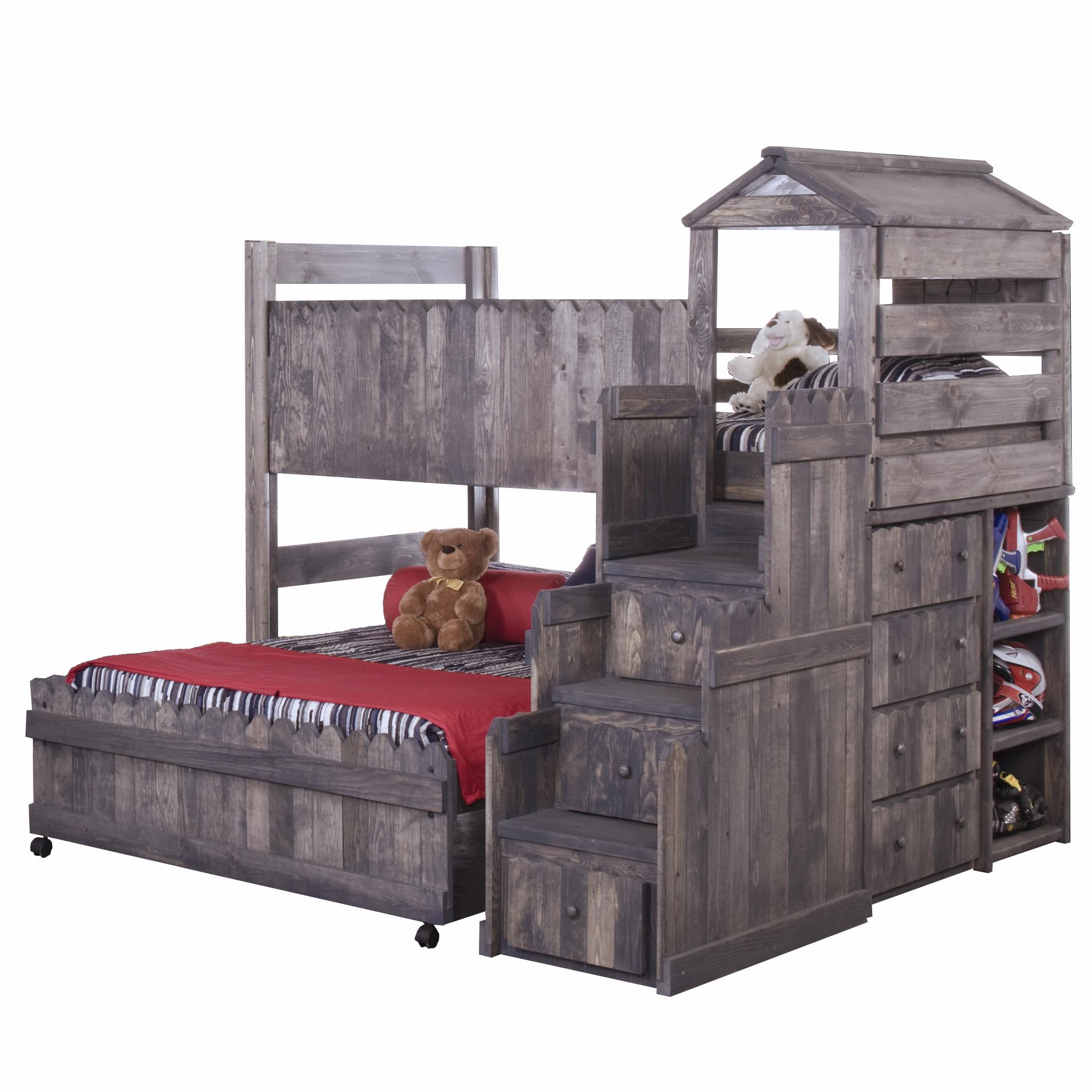 Trendwood The Fort Twin/Full Complete Loft Fort Bed with Stairway Chest ...