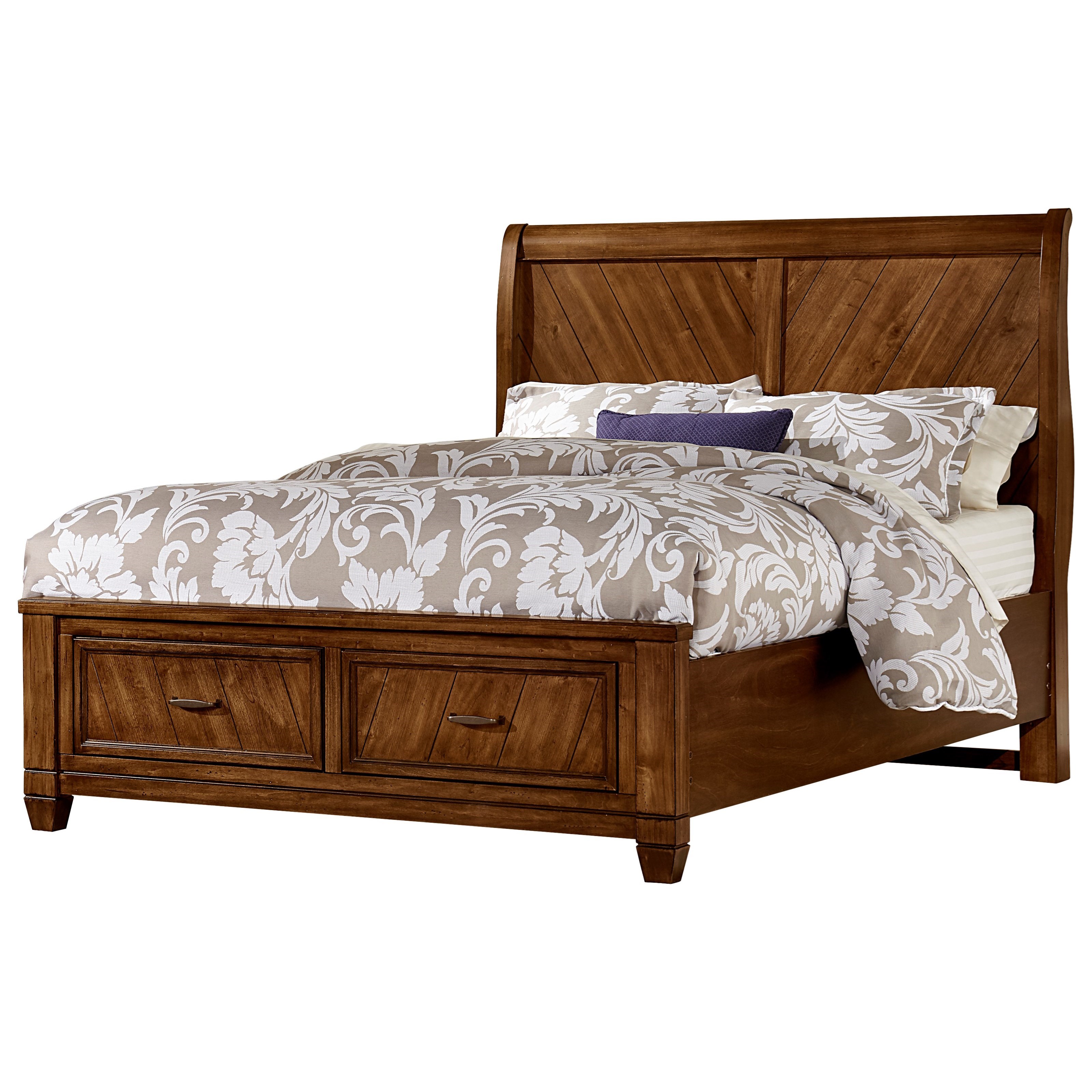 Vaughan Bassett Rustic Cottage Rustic King Sleigh Bed with Storage ...