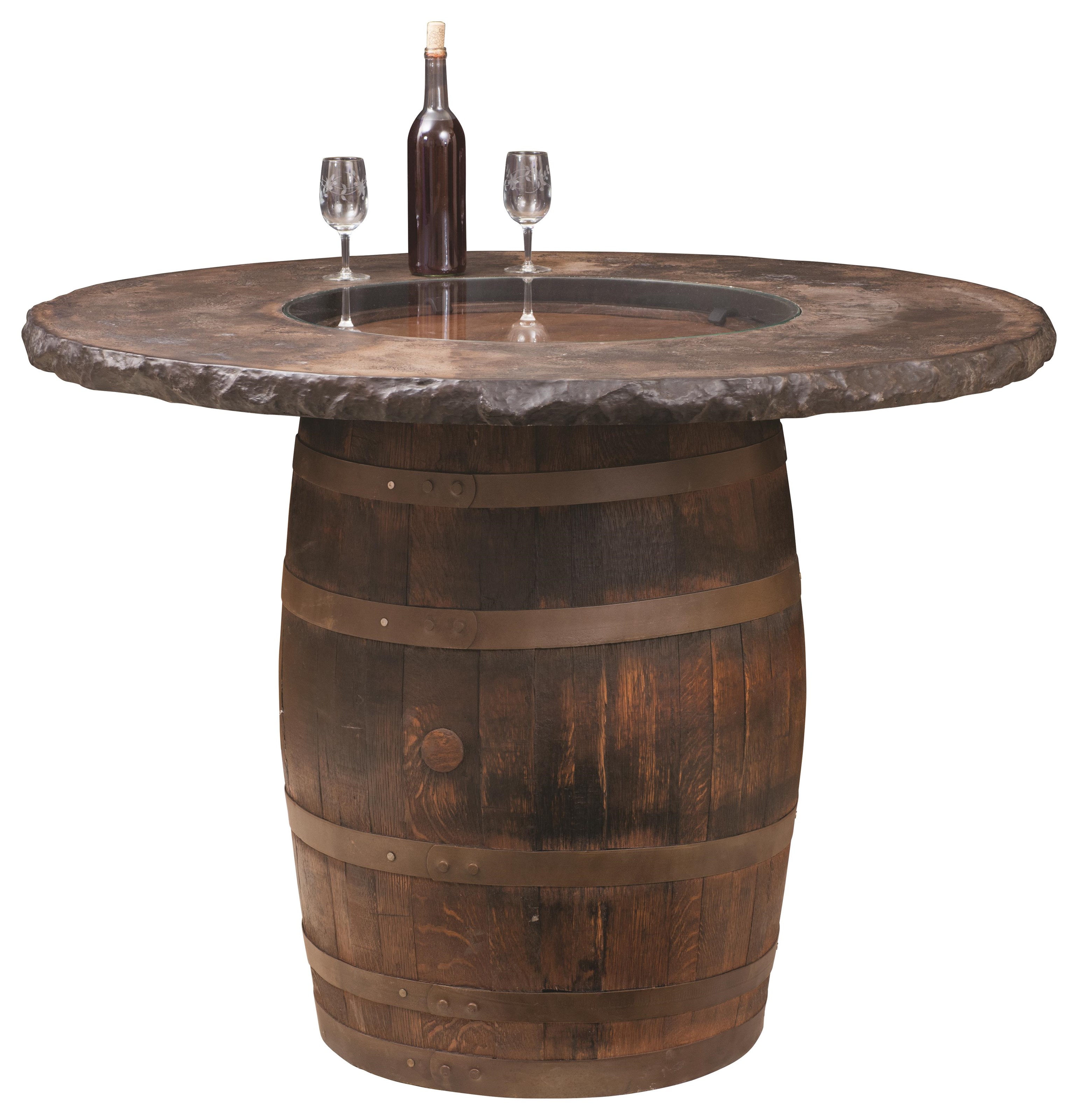 Wayside Custom Furniture Rustic Barrel Design Counter Height Pub Table ...