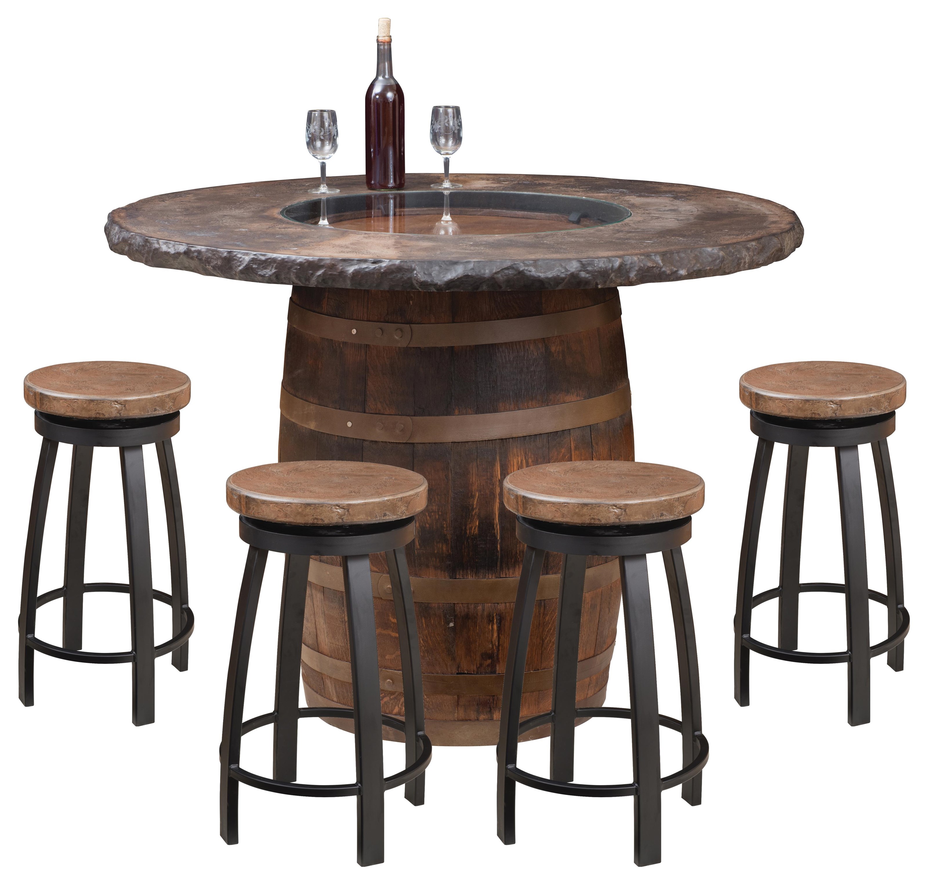 Wayside Custom Furniture Rustic Barrel Design 5pc Outdoor Counter ...